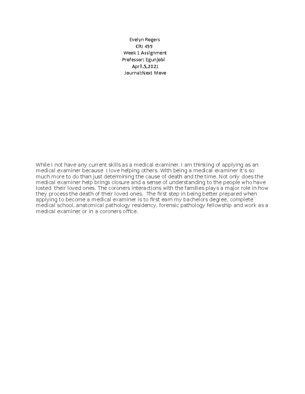 CRJ 499 Week 1 Assignment copy - Evelyn Rogers CRJ 499 Week 1 ...