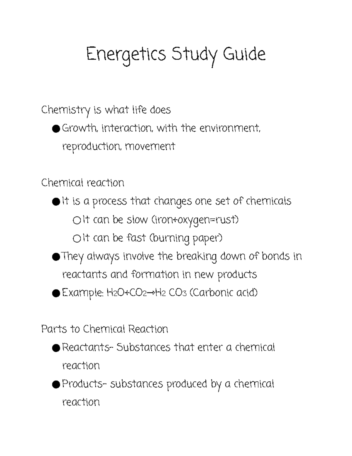 Energeticts - uni 4 - Energetics Study Guide Chemistry is what life ...