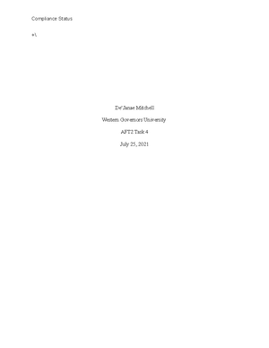 AFT2 - Task 4 - Grade: Competent/Passed - 1 Accreditation Audit AFT2 ...
