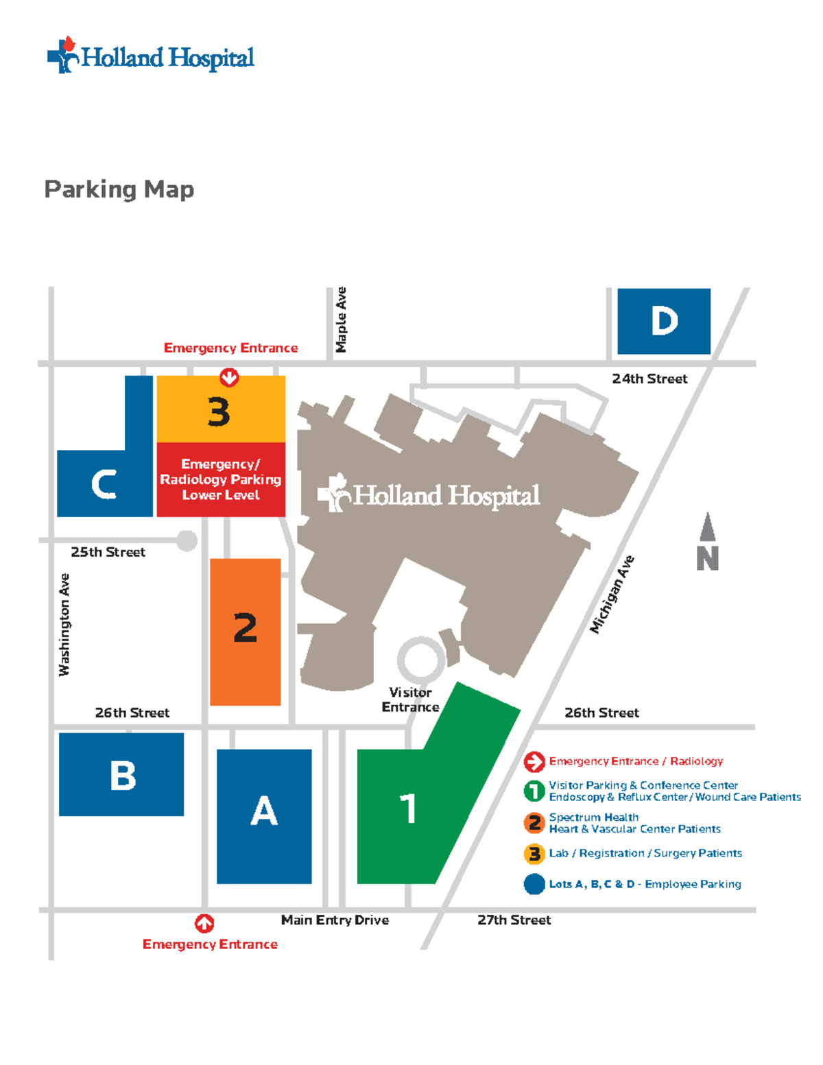 Hh main campus parking map - 25th Street 24th Street Emergency Entrance ...