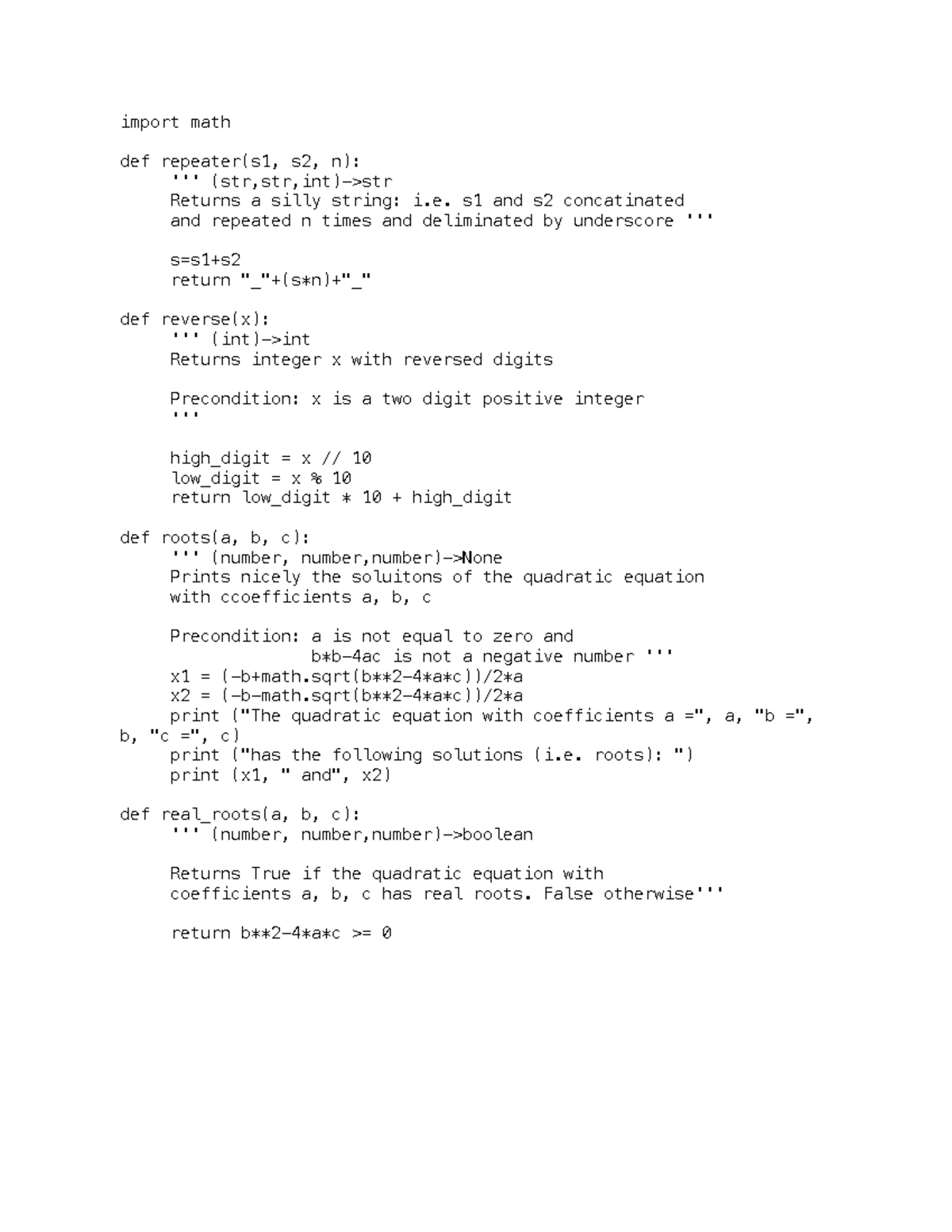 ITI1120 Solved Lab 2 - import math def repeater(s1, s2, n): ''' (str ...