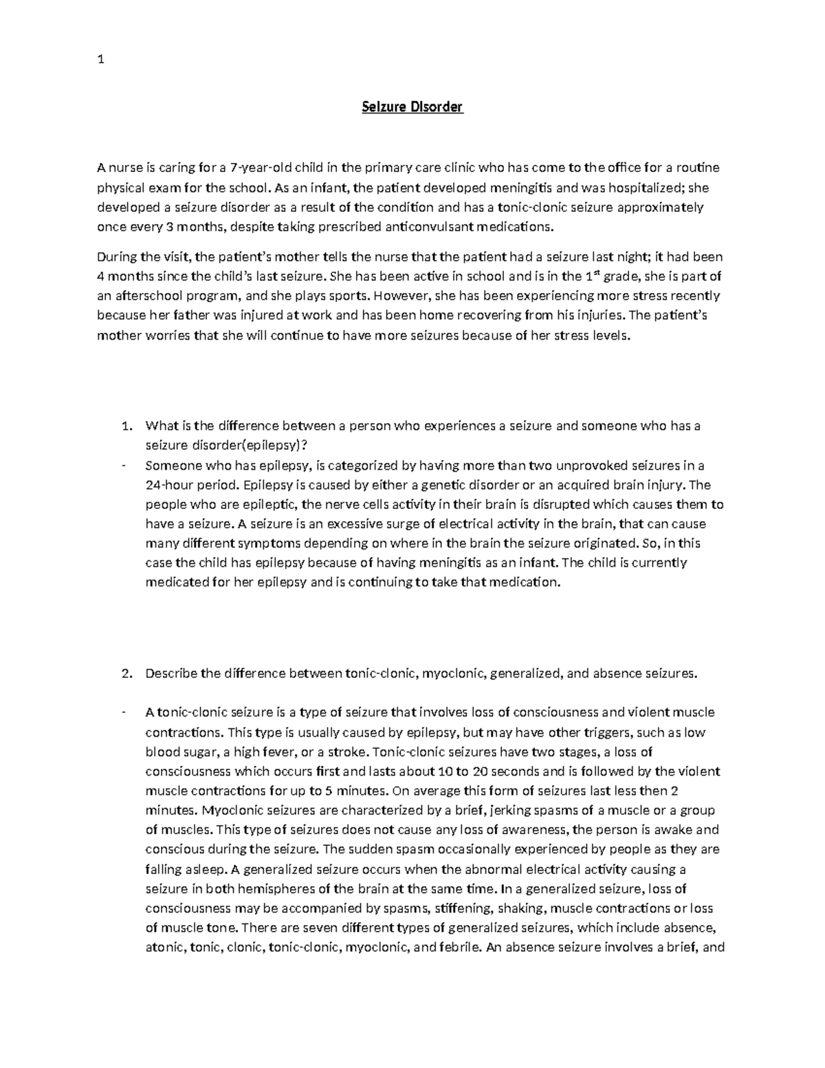 Case Study: Understanding Seizure Disorders in Children - Seizure ...