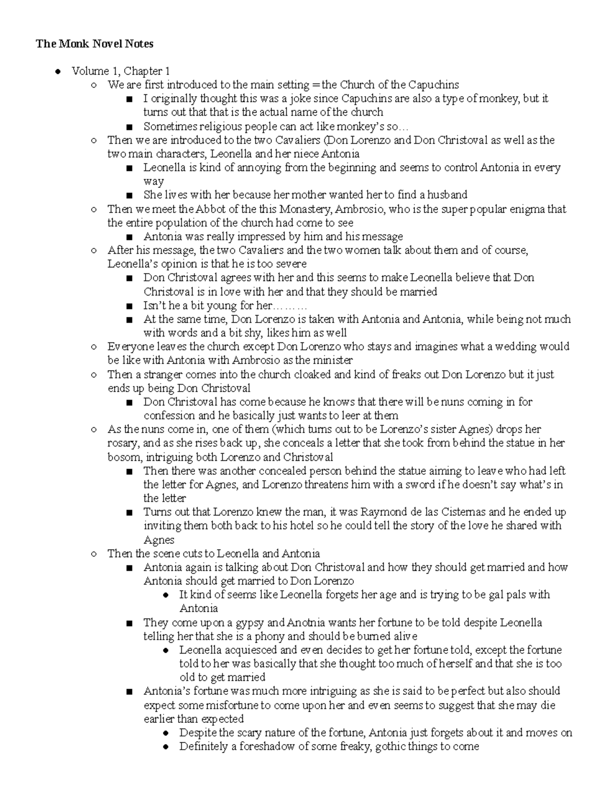 The Monk Novel Notes - Instructor: Omar Miranda - The Monk Novel Notes ...