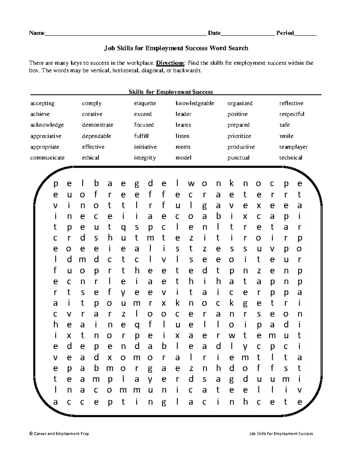 Job Skills For Employment Success Name job-skills-for-employment-success-name