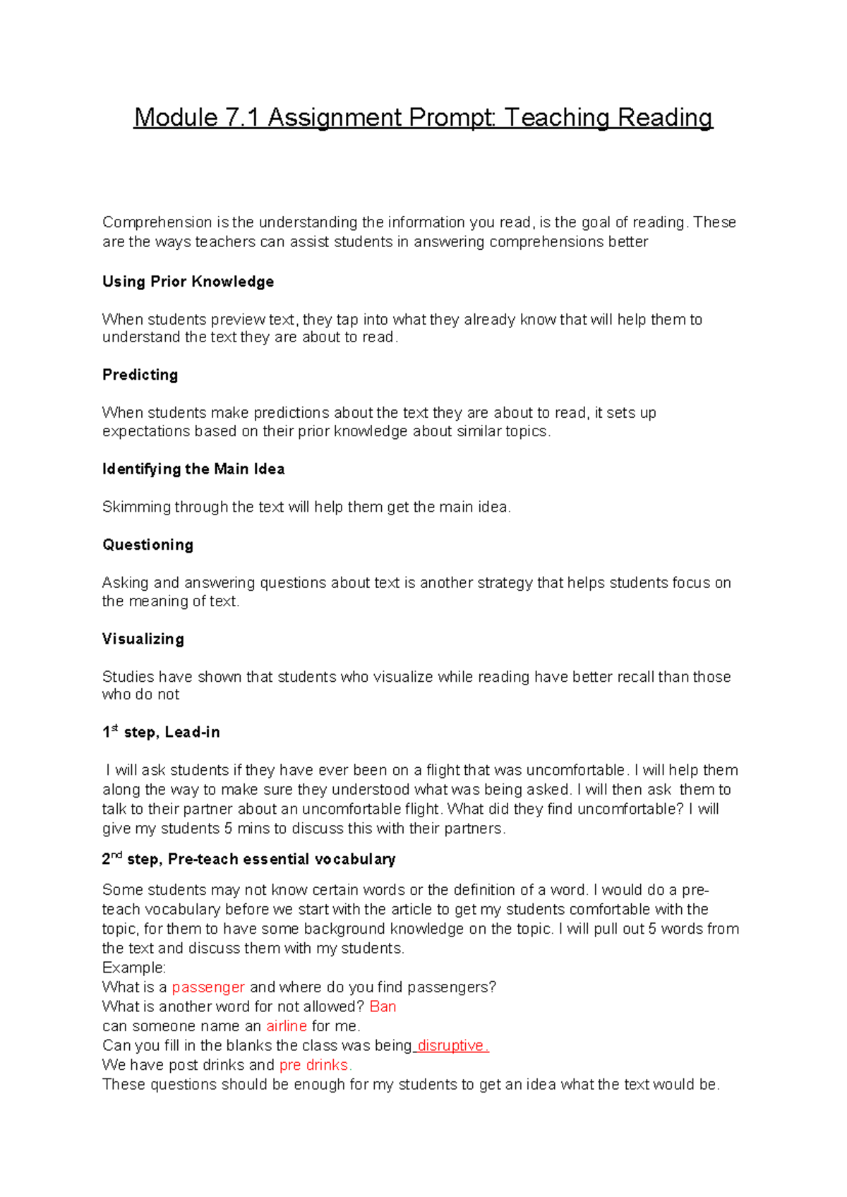 Module 7 Reading Text English Module 7 Assignment Prompt Teaching 8556