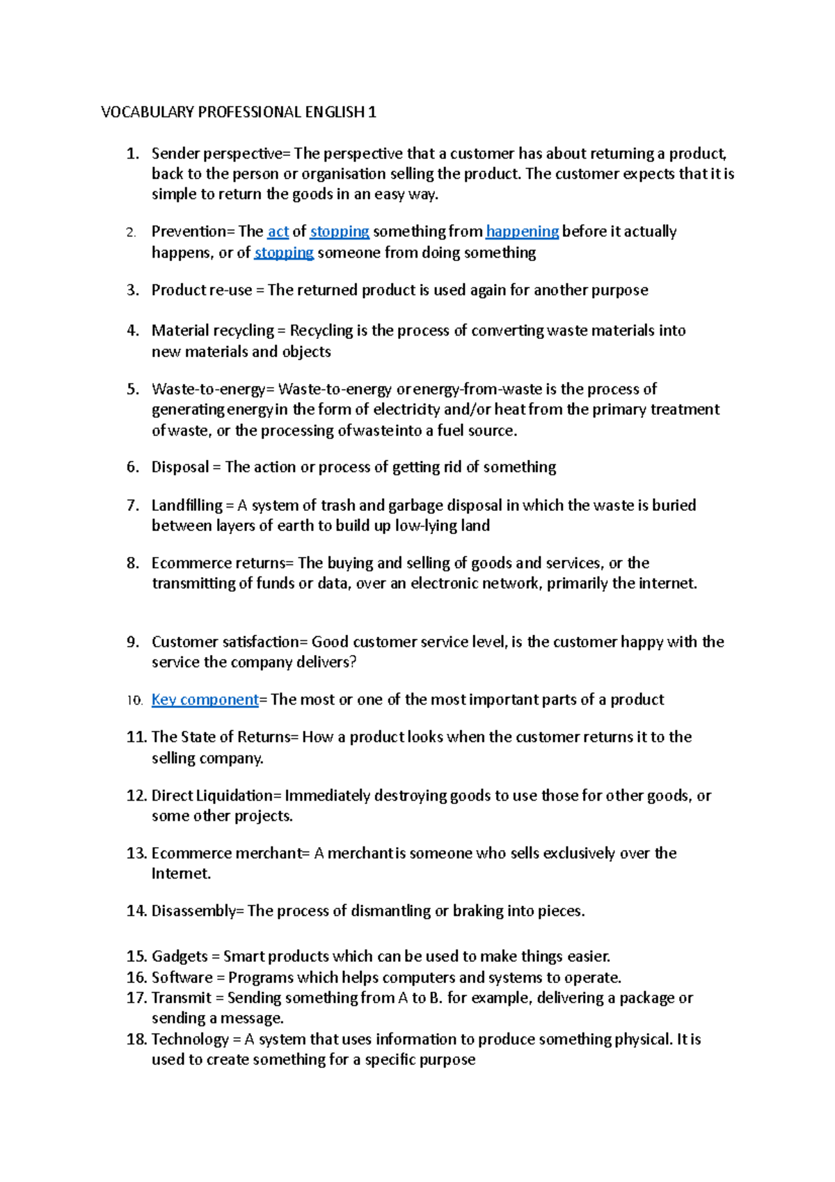 Vocabulary Study Guides Professional English 1 - VOCABULARY ...