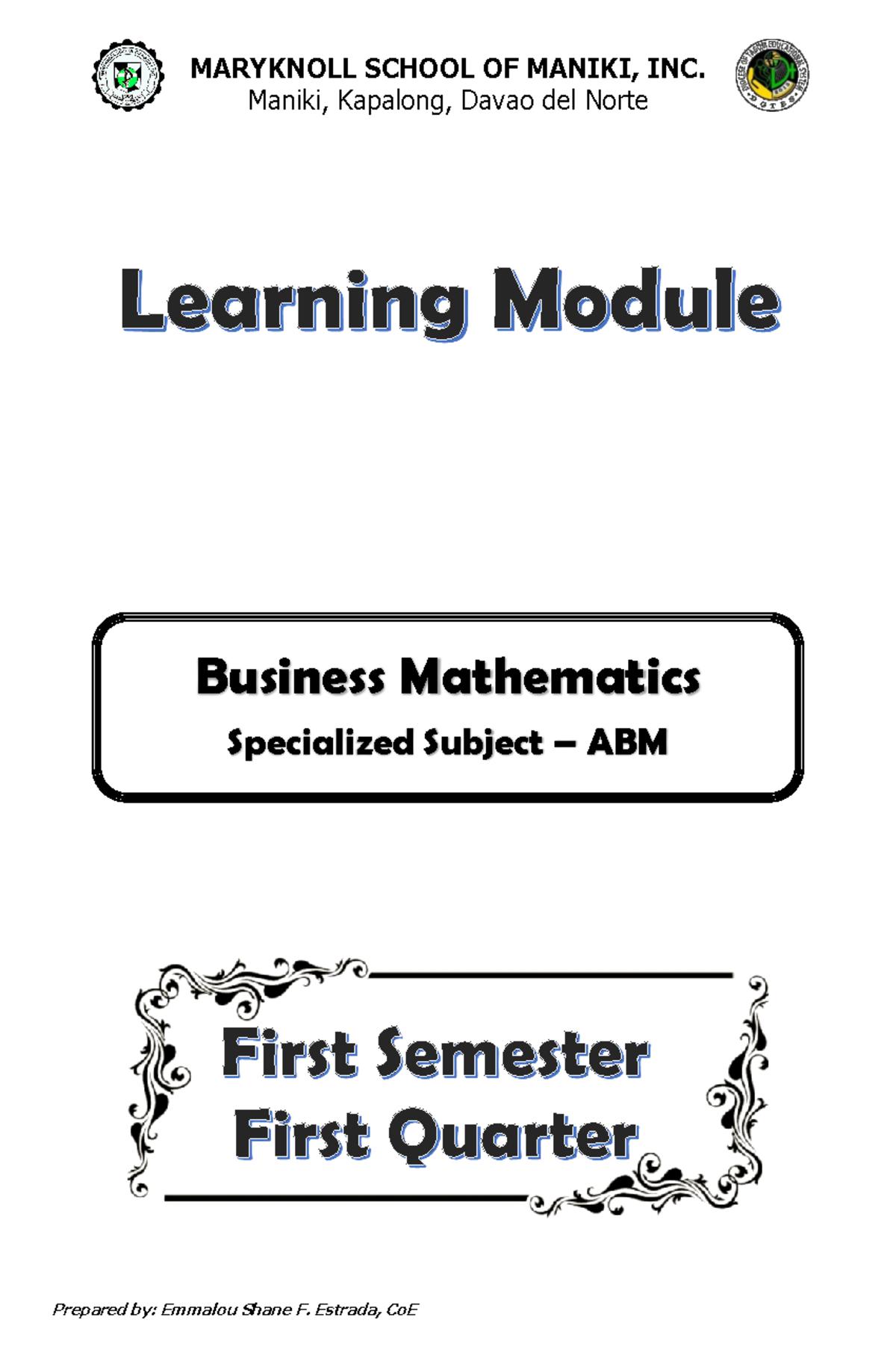 Q1-week 1-5- busmath - Specialized SHS Subject - MARYKNOLL SCHOOL OF ...