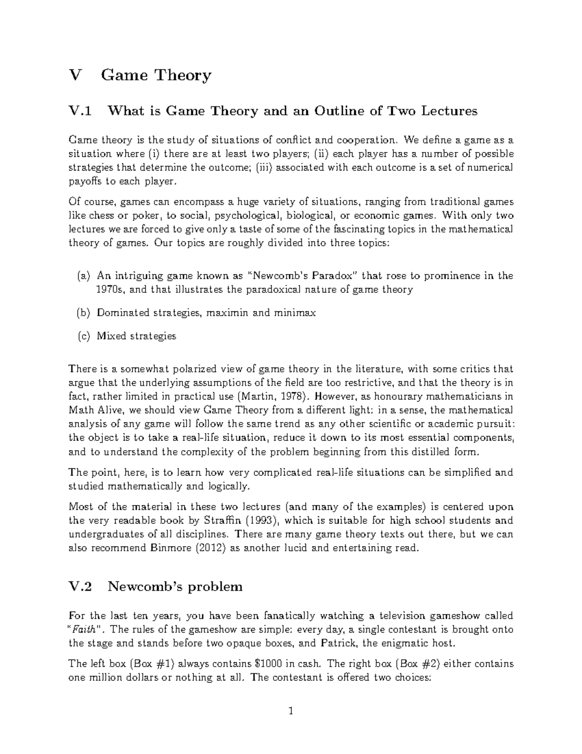 Game theory notes - Helpful doc - V Game Theory V What is Game Theory ...