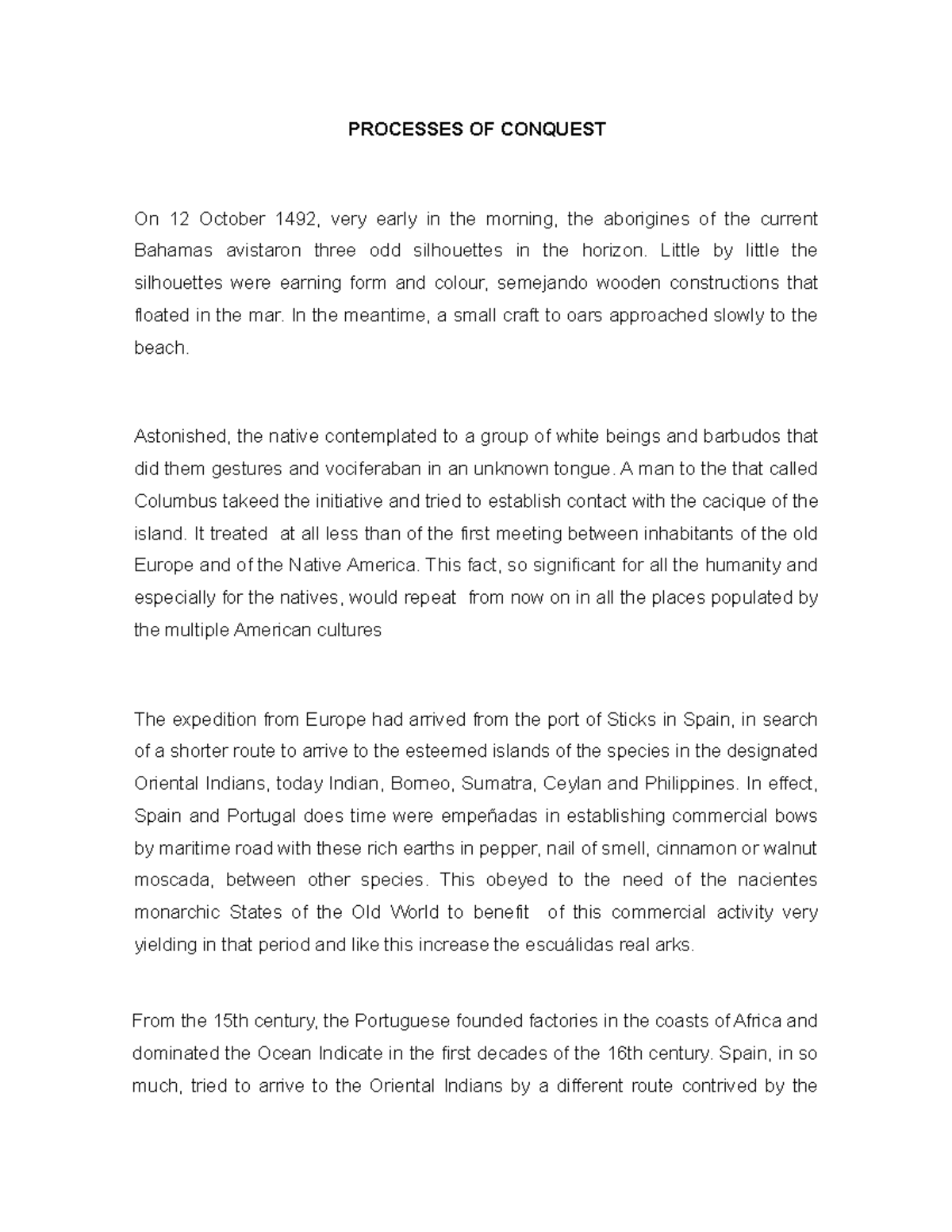 Processes of Conquest in America - Studocu