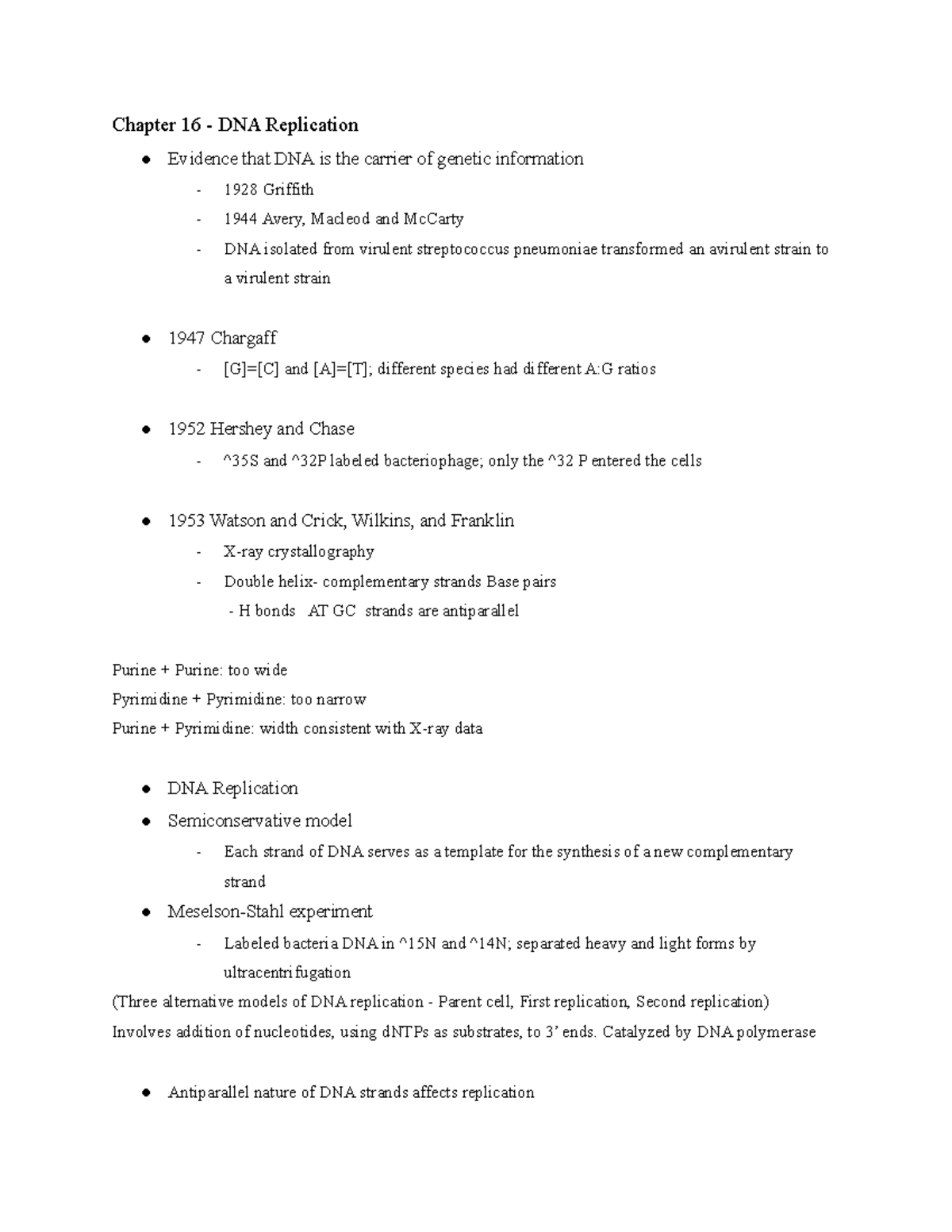 Biology Chapter 16 -2 - Straightforward notes to 161 - Chapter 16 - DNA ...
