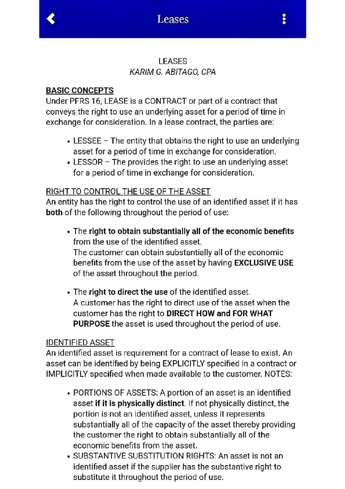5. Leases - Additional notes in MAS - Accountancy - Studocu