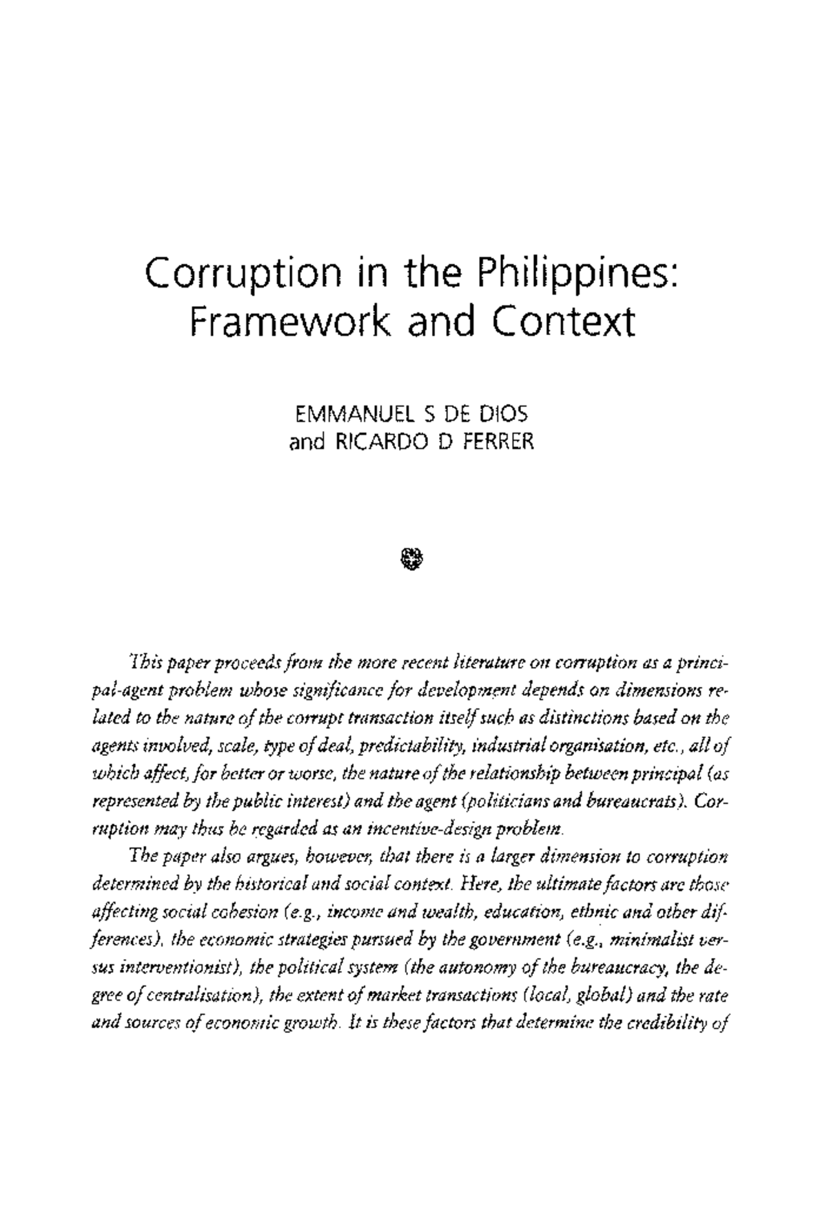 Corruption in the Philippines vol - Corruption in the Philippines ...