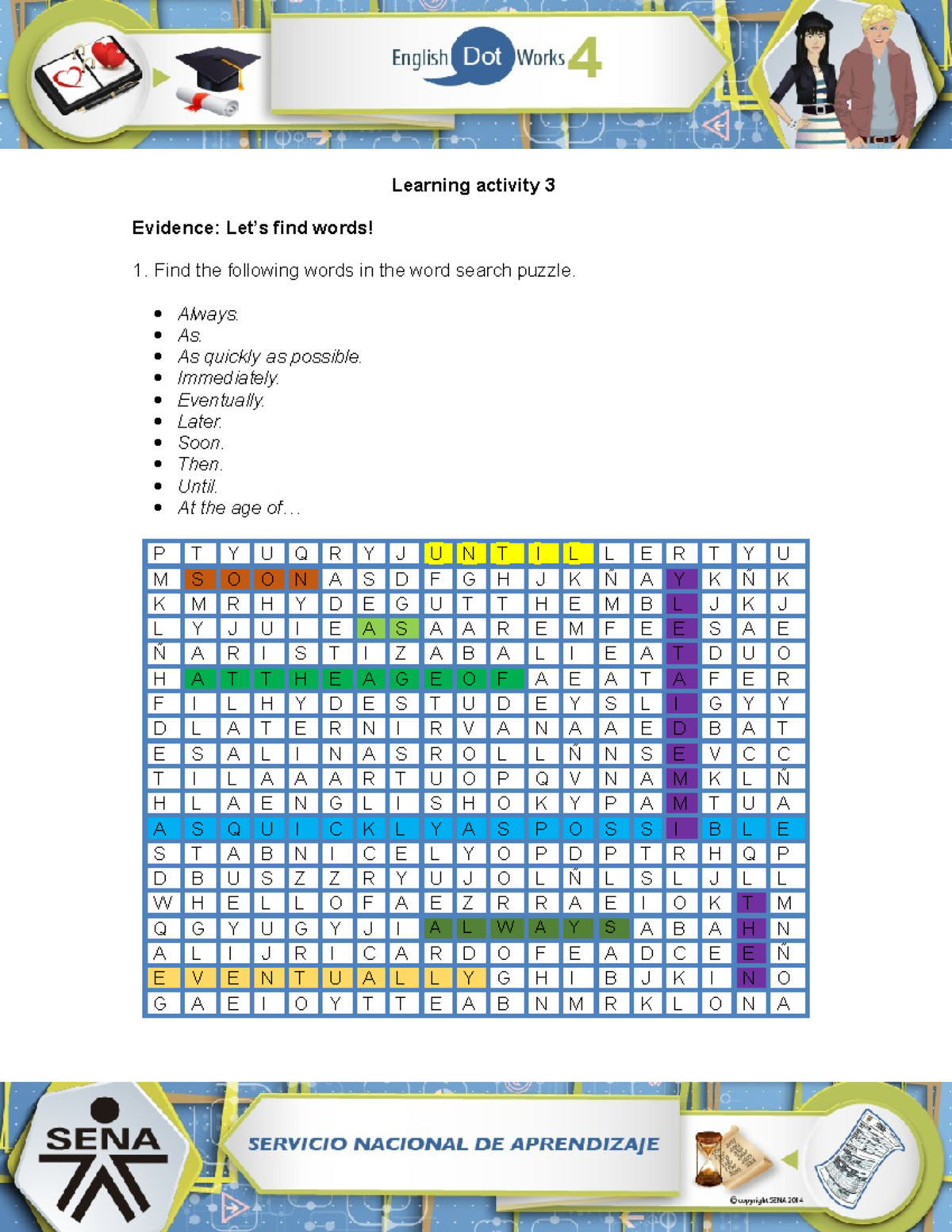 Evidence Lets find words - Learning activity 3 Evidence: Let’s find ...