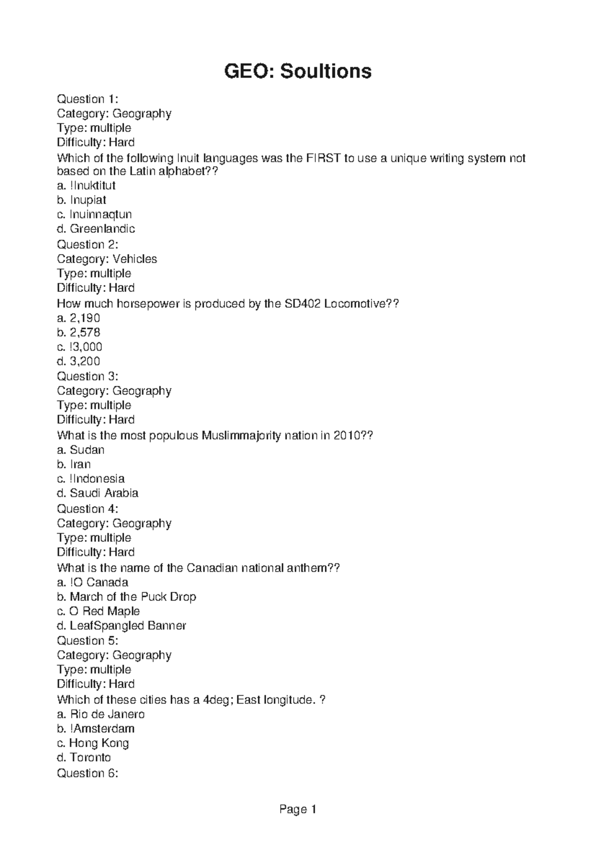GEO262-Quiz-3 - GEO262-Quiz-3 - GEO: Soultions Question 1: Category ...