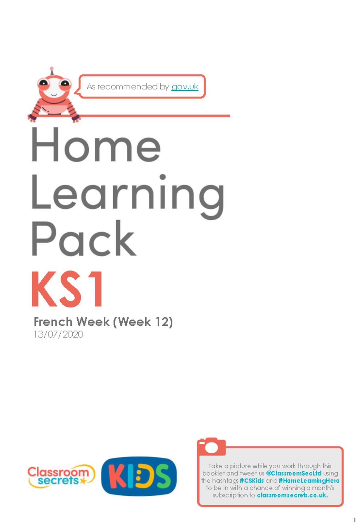 Ks1 week 12 french week home learning pack - ####### As recommended by ...