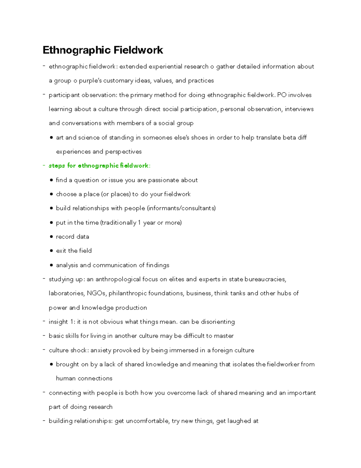 Unit 1 ~ jan 24,26,31 & feb 7,9,14 - Ethnographic Fieldwork ...