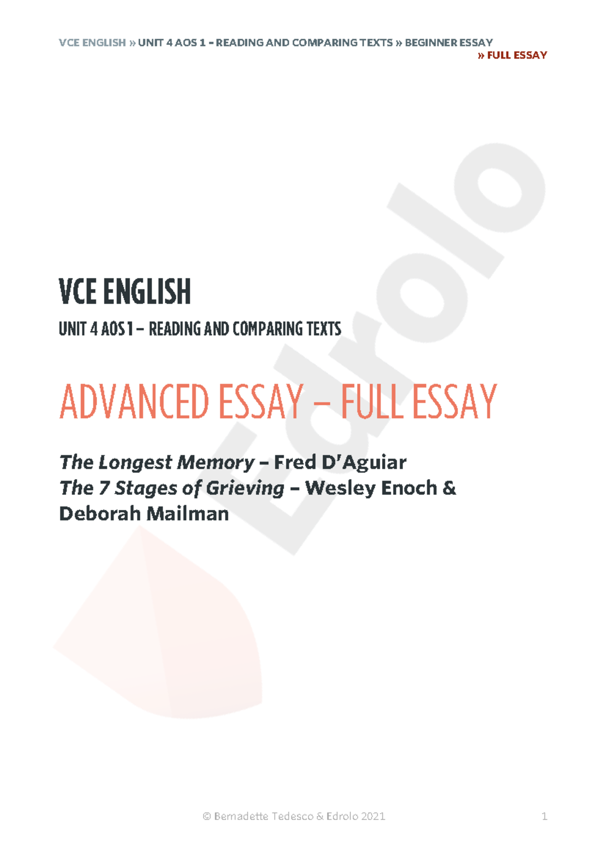 compare how the texts 'the longest memory' and 'the 7 stages of ...