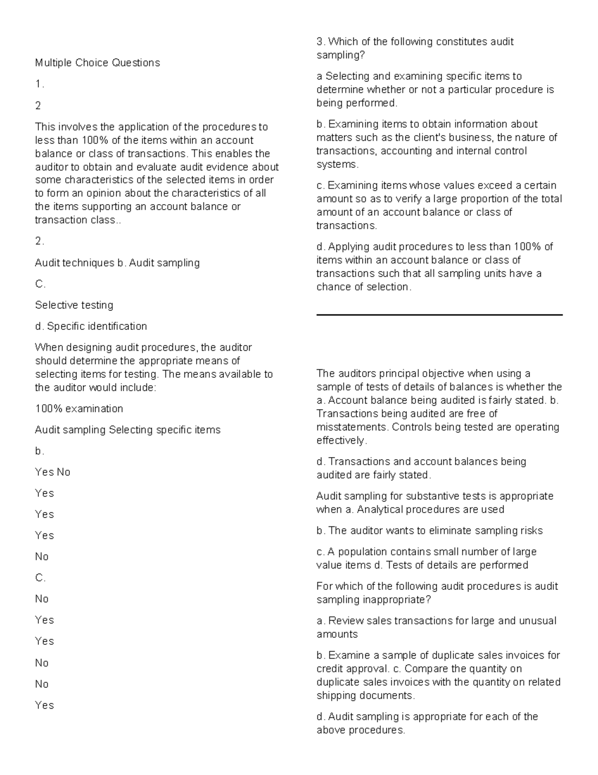 Auditing Activities Chapter-09 - Multiple Choice Questions 1. 2 This involves the application of ...