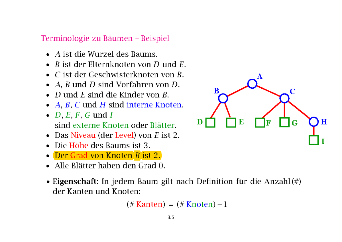 3-baeume - Datenstrukturen - • D and E are the children of B. • D, E, F ...