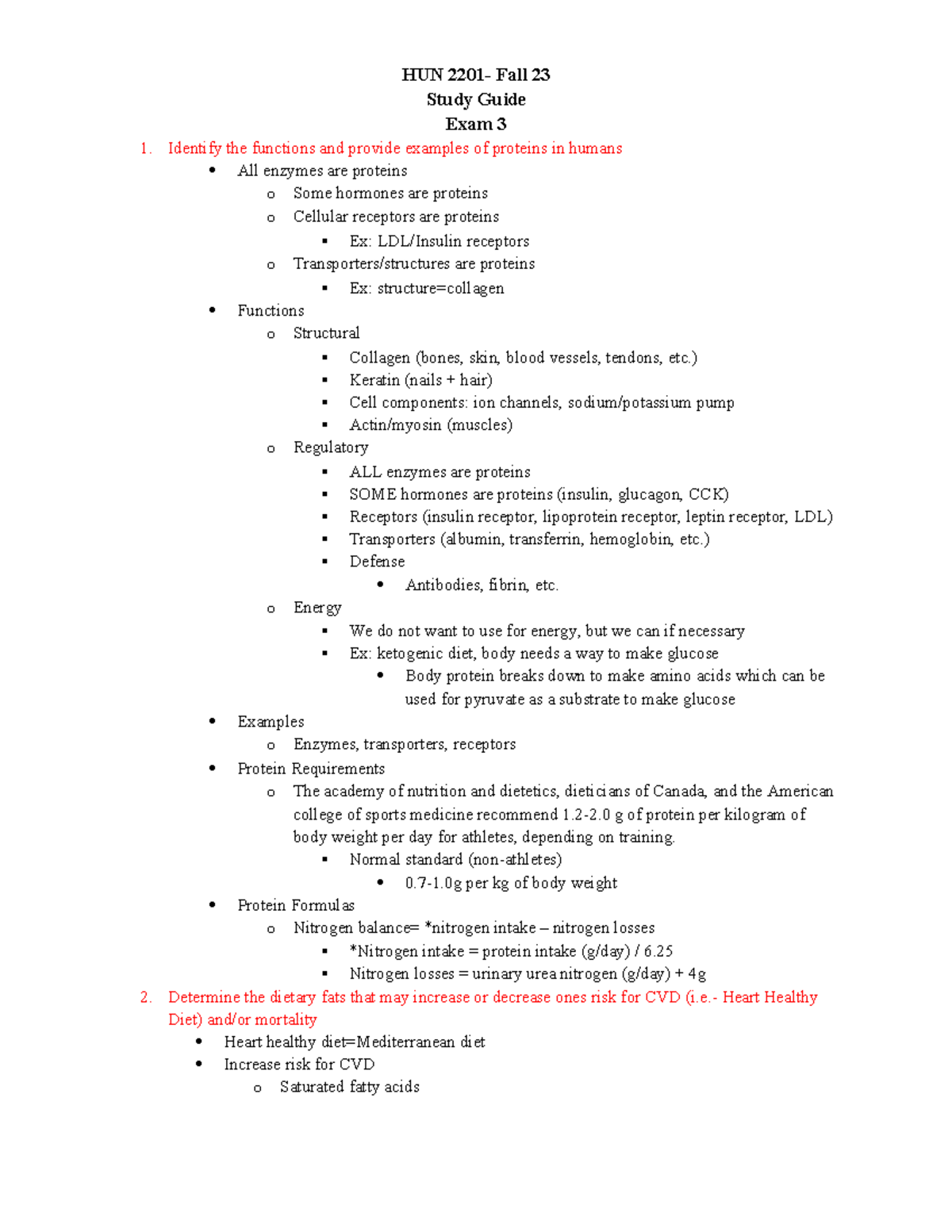 HUN2201 Exam 3 Review - HUN 2201- Fall 23 Study Guide Exam 3 Identify ...