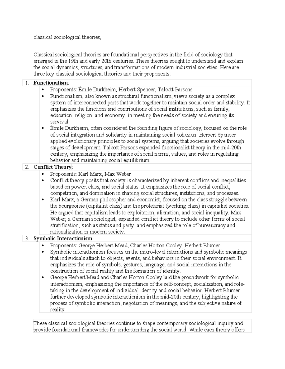 III. classical sociological theories - classical sociological theories ...