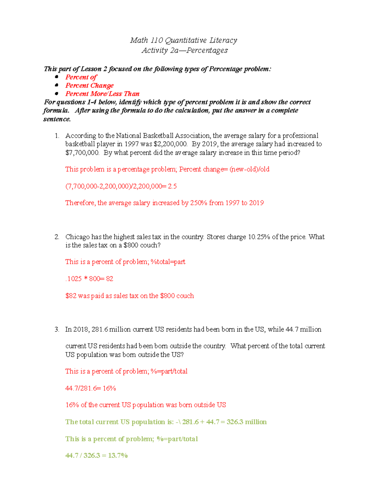 MATH 110 Activity 2a - CH Work and assignment - Math 110 Quantitative ...