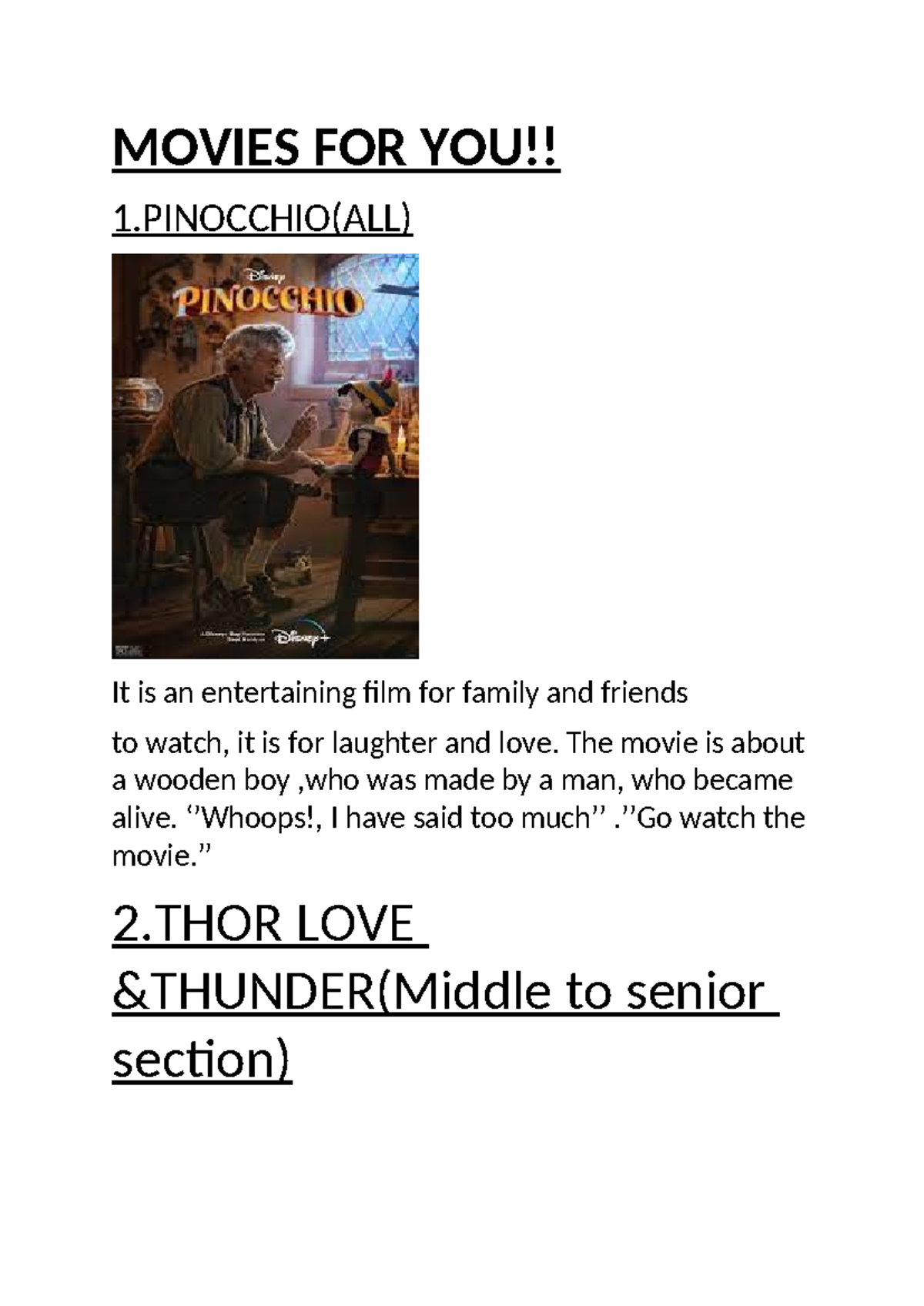 Movies FOR YOU - English A: Language and Literature HL - MOVIES FOR YOU ...