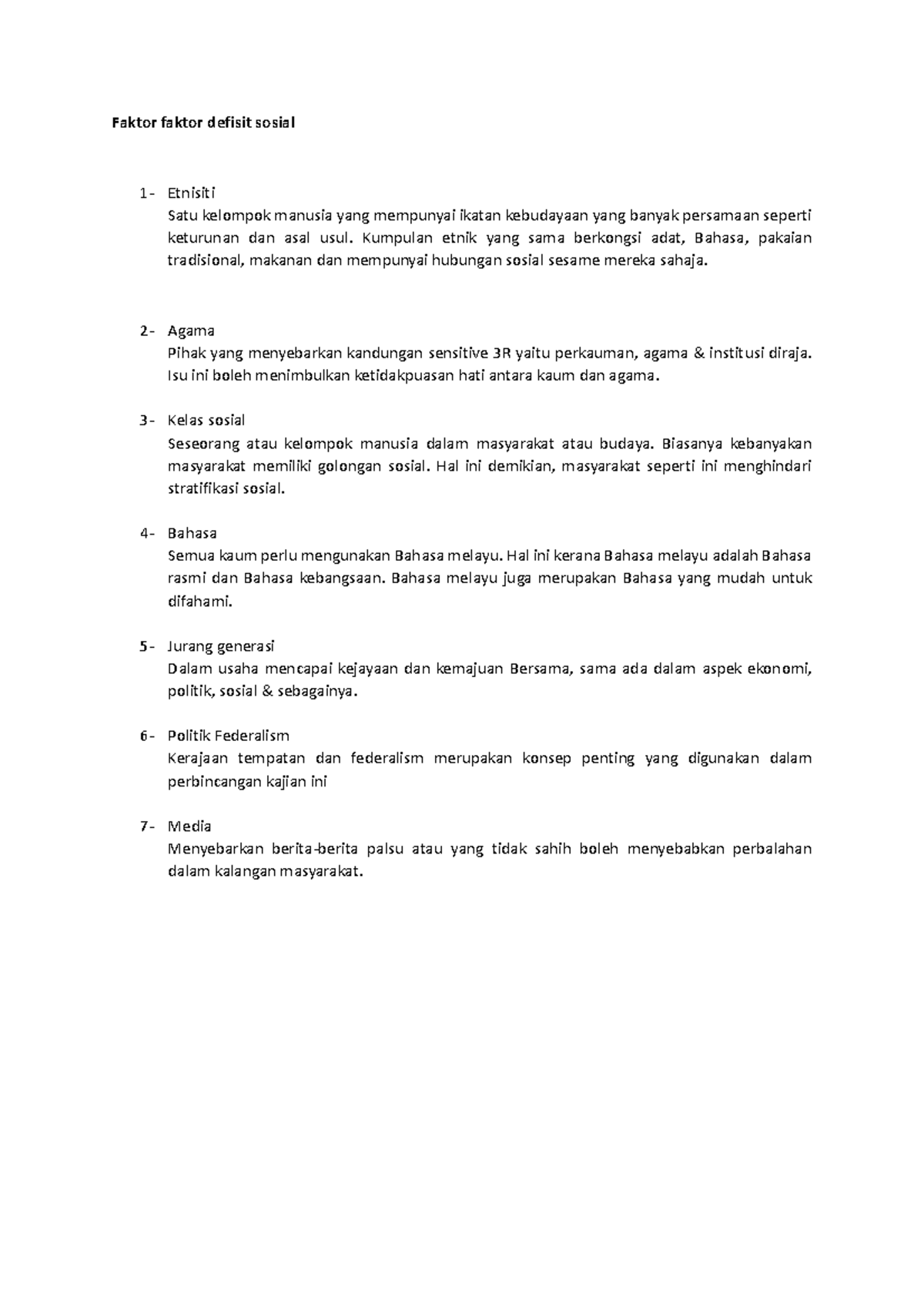 Faktor faktor defisit sosial - Kumpulan etnik yang sama berkongsi adat ...