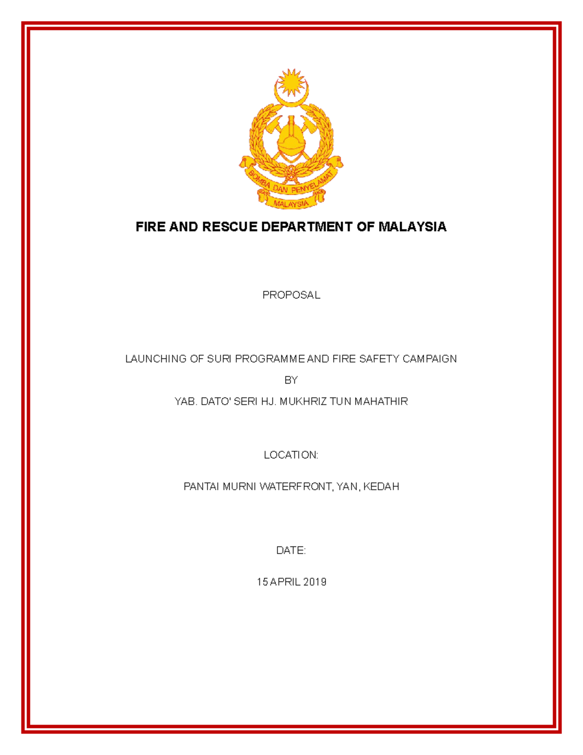 Proposal - SURI Programme AND FIRE Safety Campaign Final - FIRE AND ...