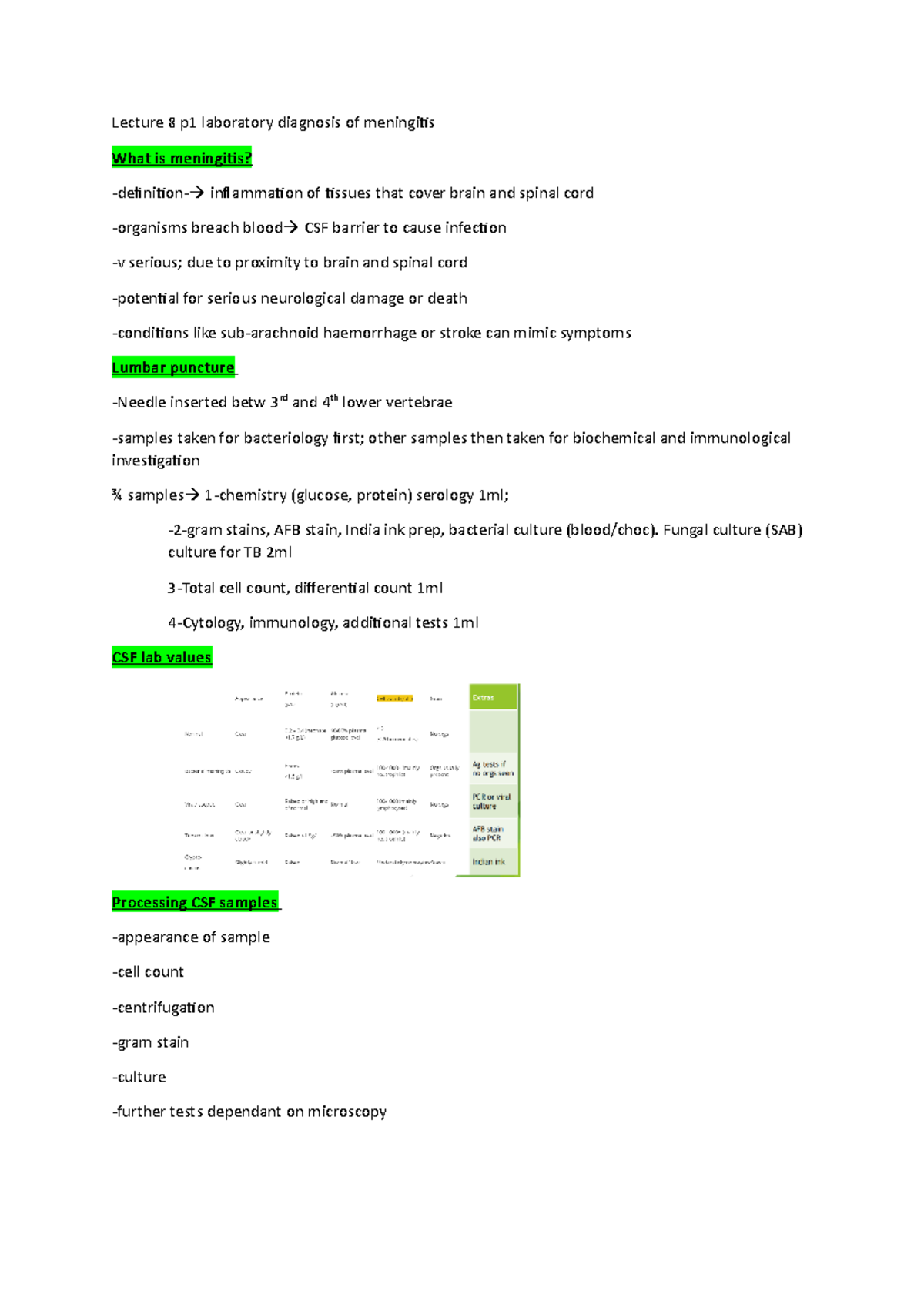 Lecture 8 p1 laboratory diagnosis of meningitis - Lecture 8 p1 ...