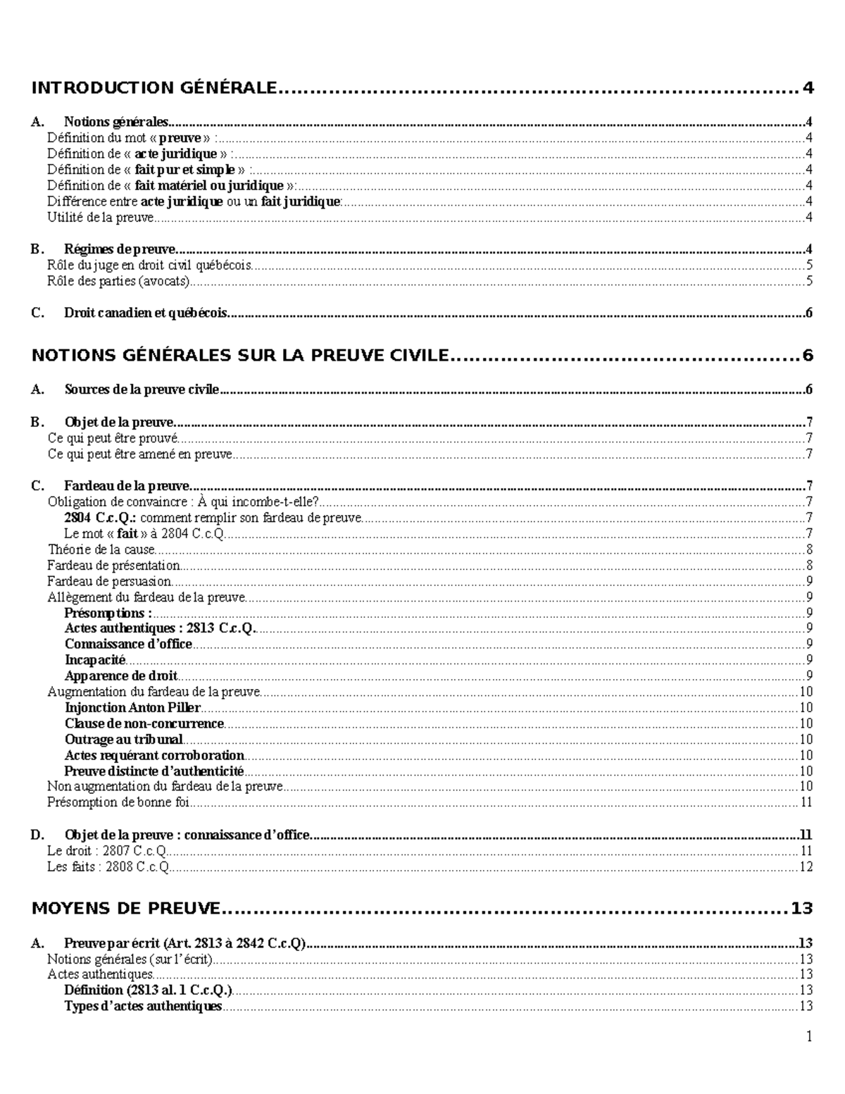 Notes examen final - HELENE MAILLETTE - INTRODUCTION 4 A. Notions du ...