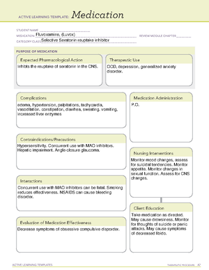 ATI Aripiprazole - ACTIVE LEARNING TEMPLATES TherapeuTic procedure A ...