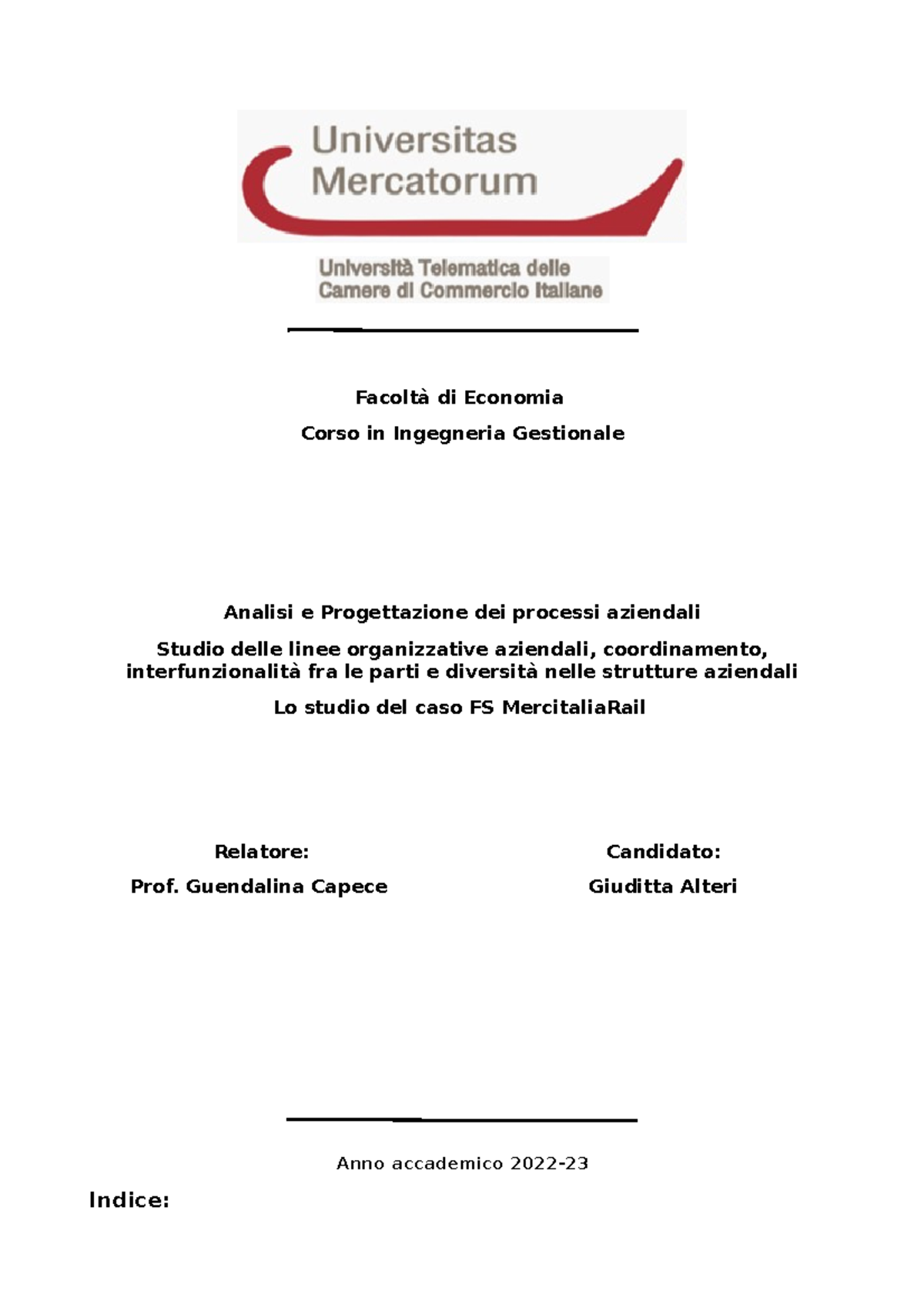 TESI - ddcd - .. Facoltà di Economia - Studocu