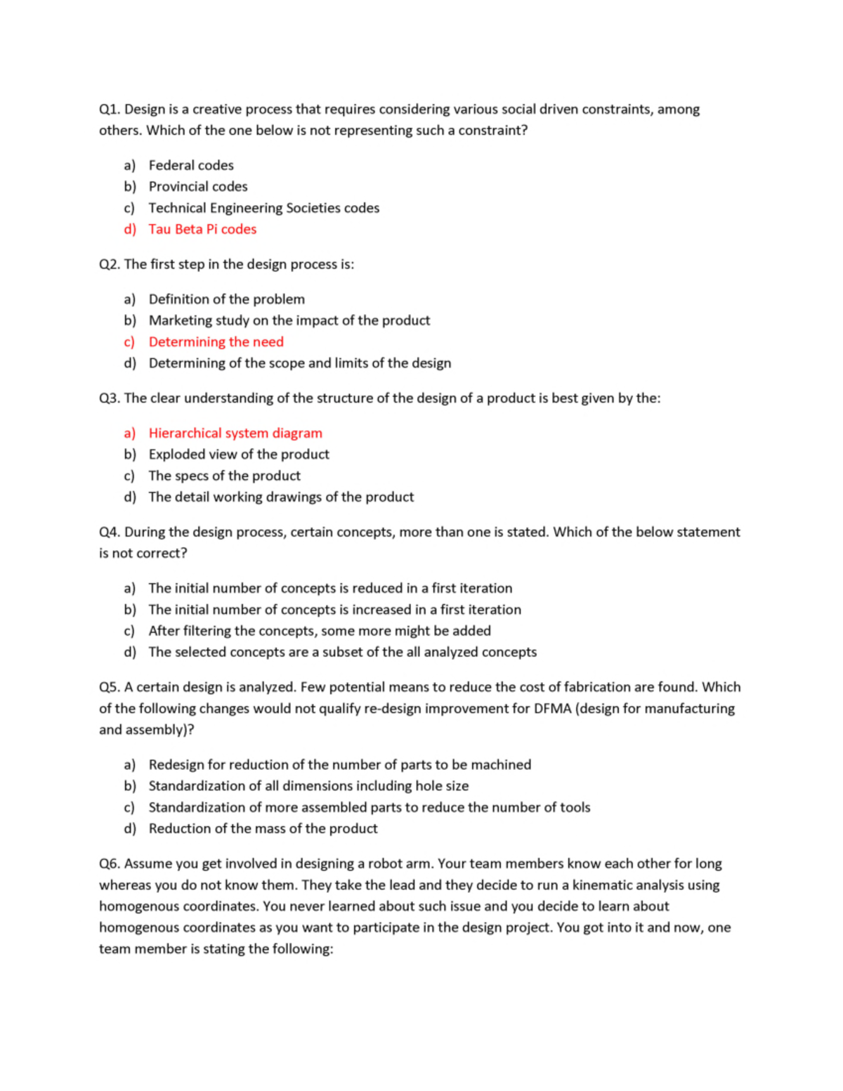 Sample Class Quizz 2020 - Q1. Design is a creative process that ...