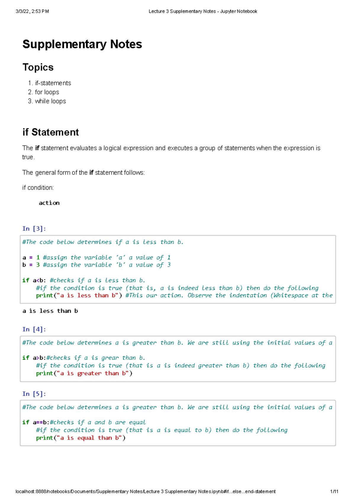 Lecture 2 Supplementary Notes - Jupyter Notebook - Supplementary Notes ...