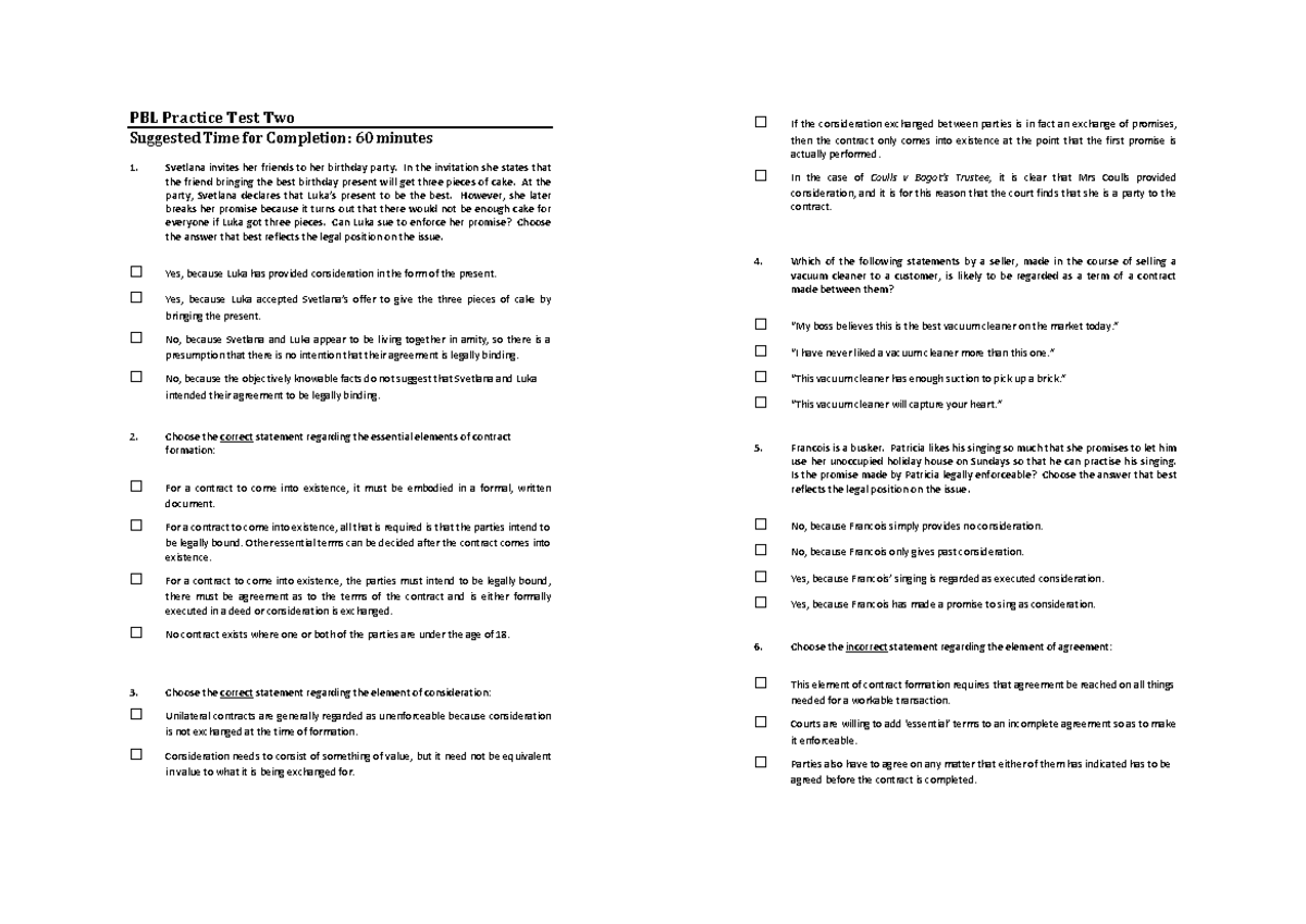 Sample/practice exam 17 November 2018, questions - PBL Practice Test ...