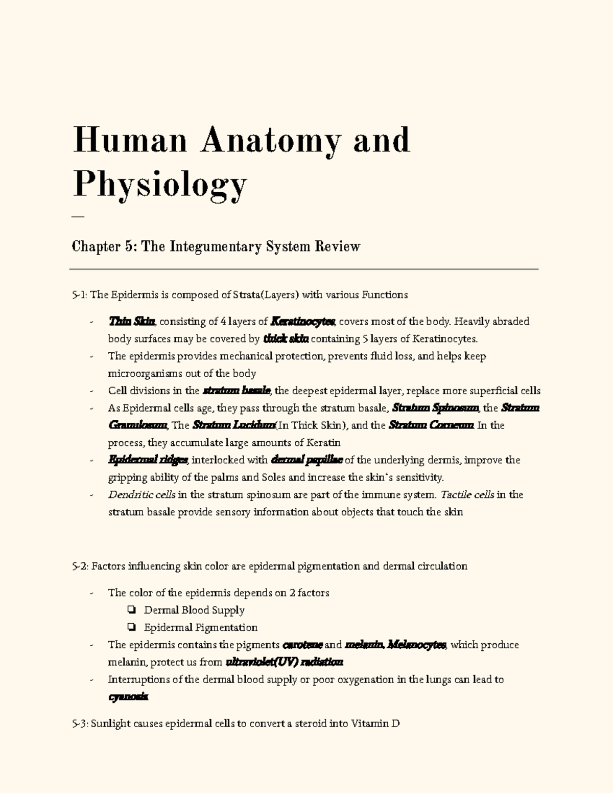 Class notes-6 - notes - Human Anatomy and Physiology ___ Chapter 5: The ...