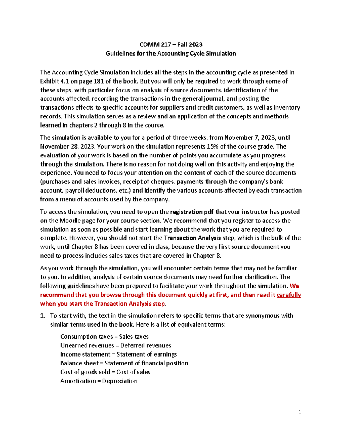 03. Guidelines file 2 for the Accounting Cycle Simulation - Fall 2023 ...