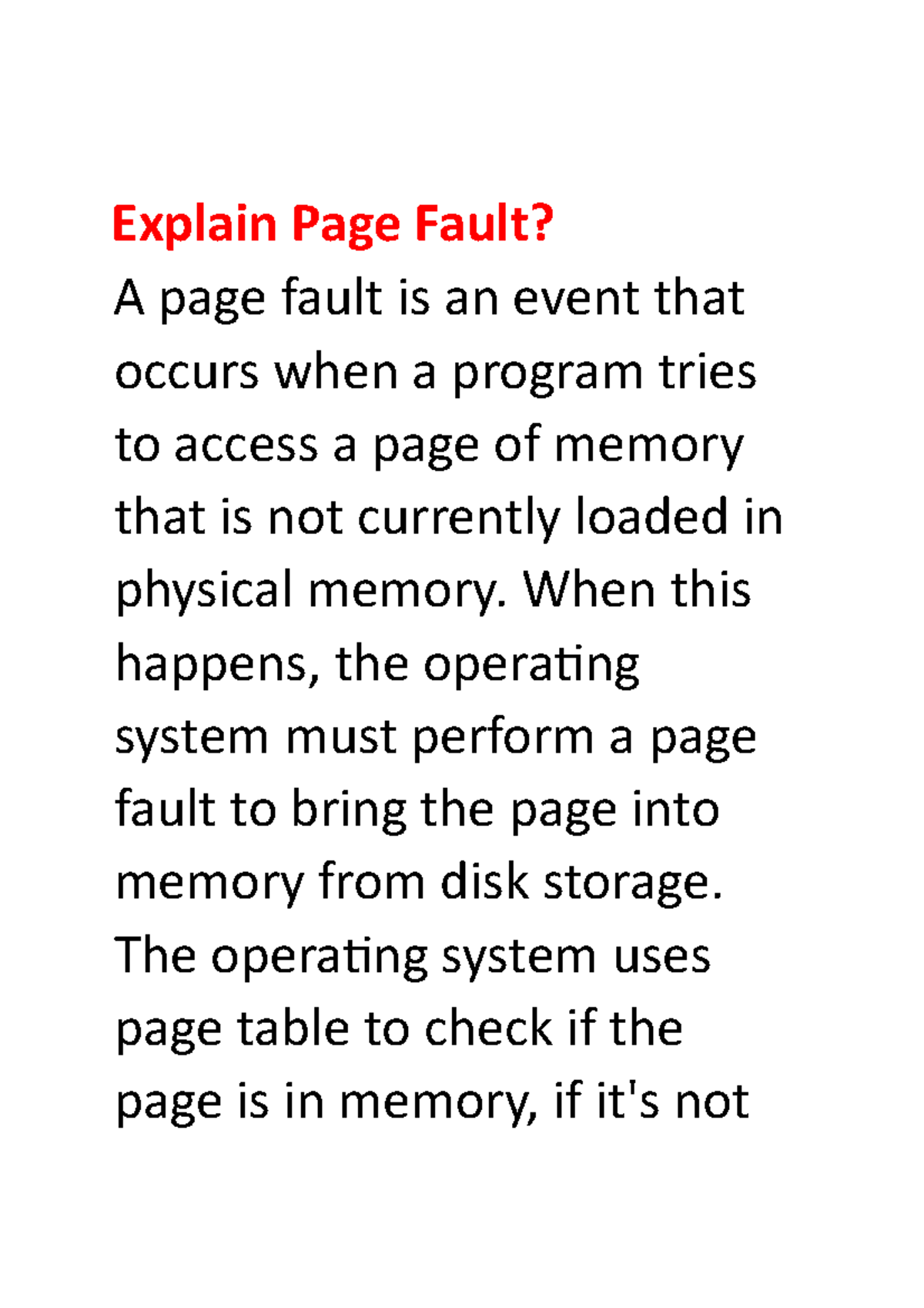 Os2 - operating - Explain Page Fault? A page fault is an event that ...