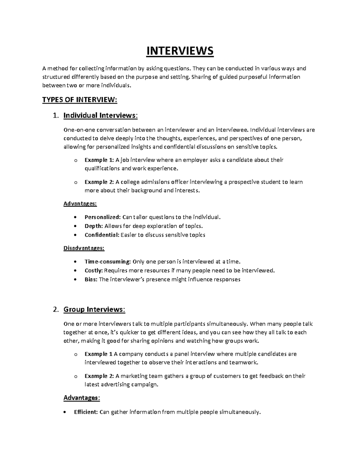 7. Interviews - INTERVIEWS A method for collecting information by ...