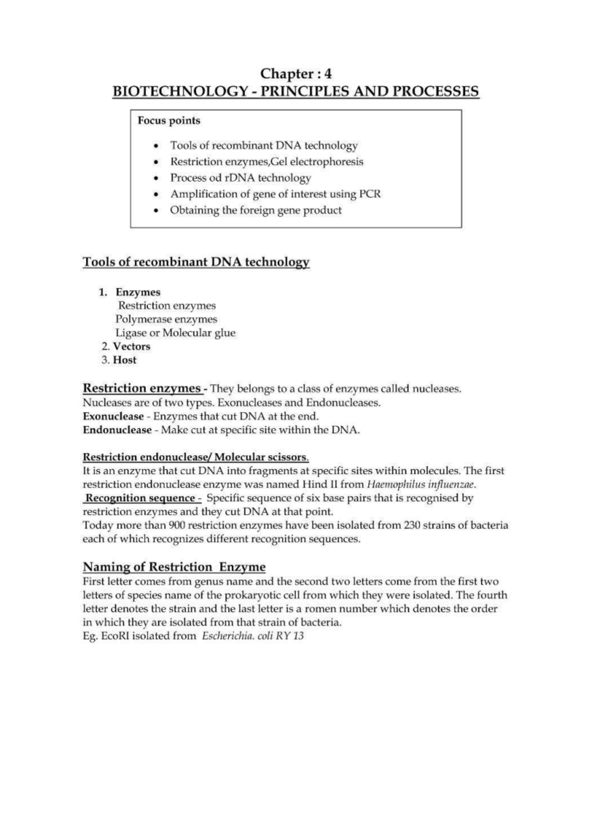Biotechnology- principle and processes - science - Studocu
