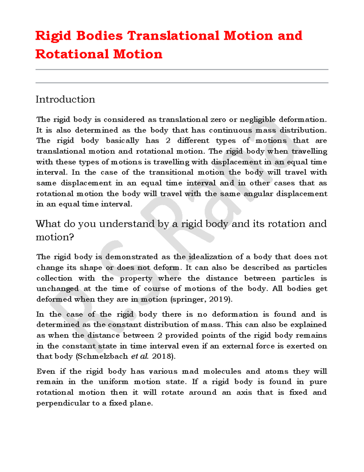 Rigid Bodies Translational Motion and Rotational Motion - Rigid Bodies ...