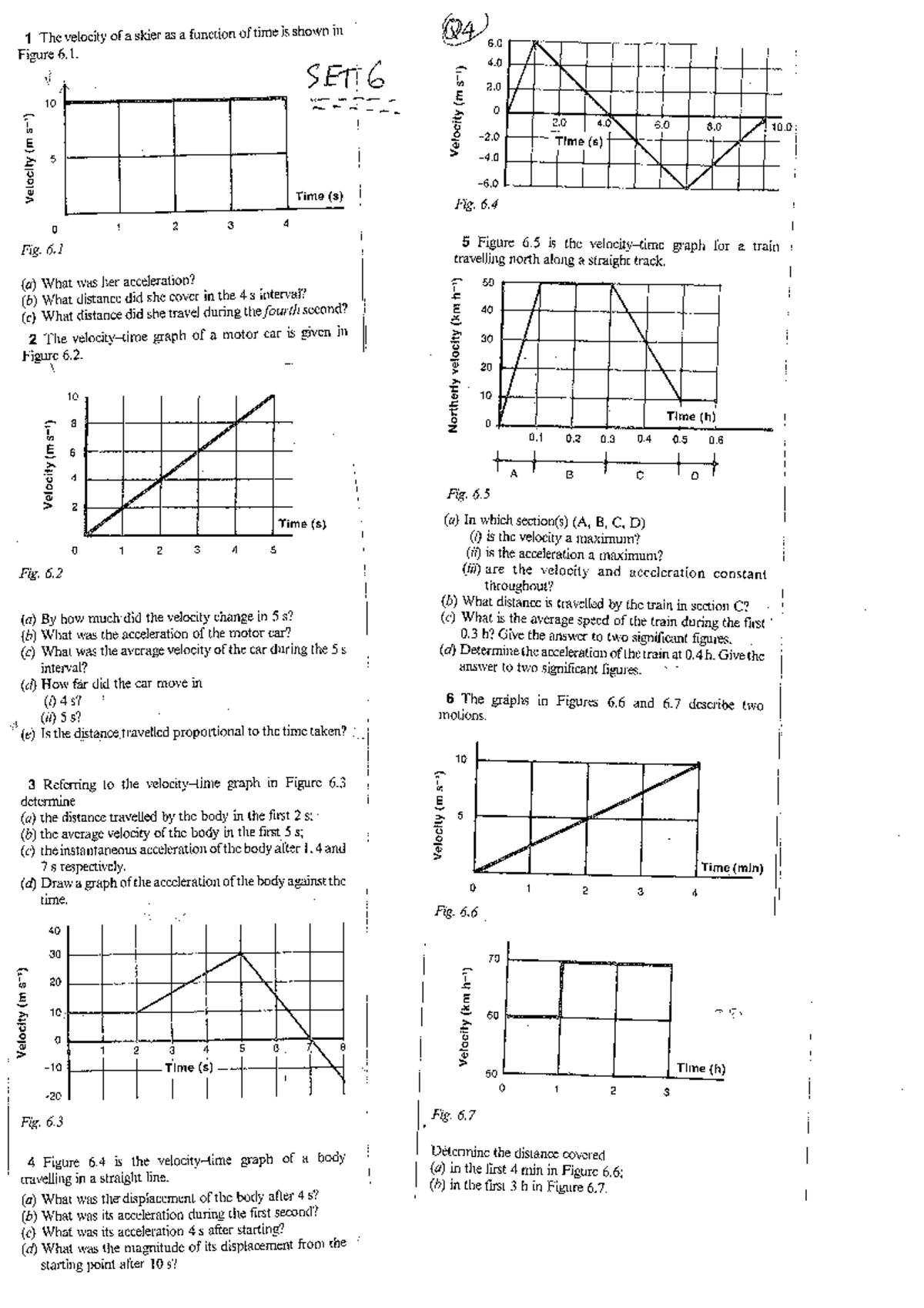 Extra Questions on Motion Graphs and Uniform Acceleration formulae - Studocu