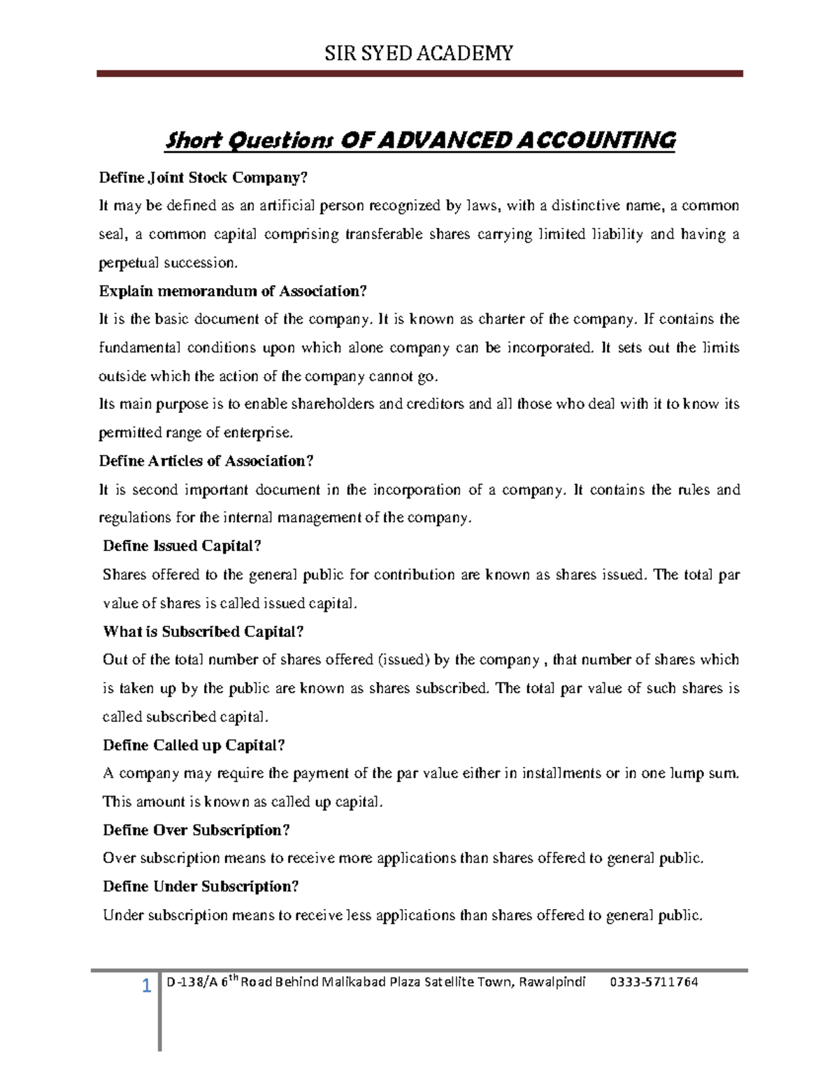 General Knowledge of Accounting PDF Notes Free Download - th Road ...