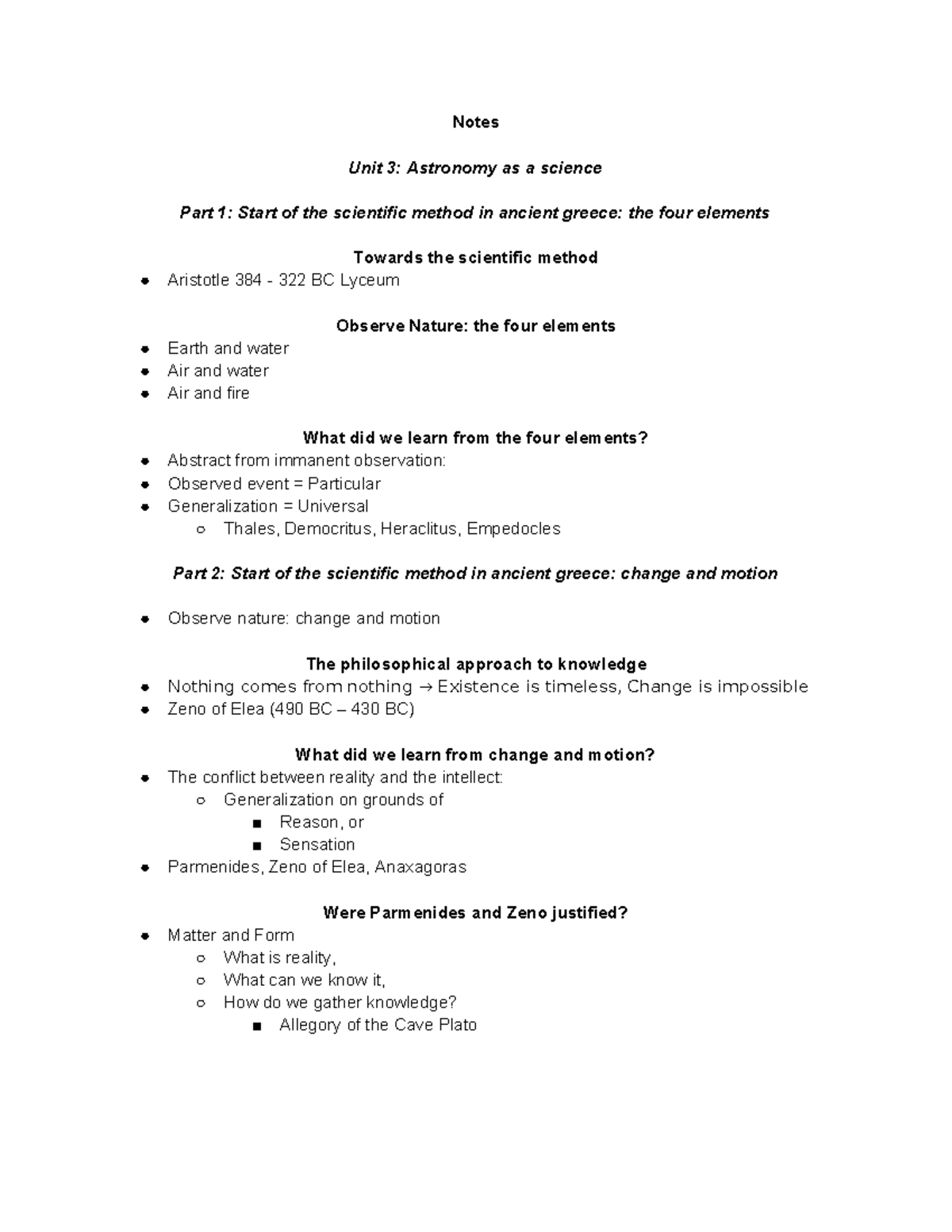 Astronomy Unit 3 Notes - Notes Unit 3: Astronomy as a science Part 1 ...
