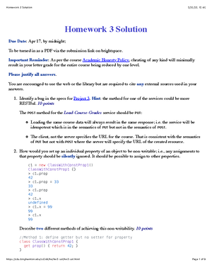 Homework 4 Solution - Homework 4 Solution Due Date: May 3, by midnight. No late submissions. To ...