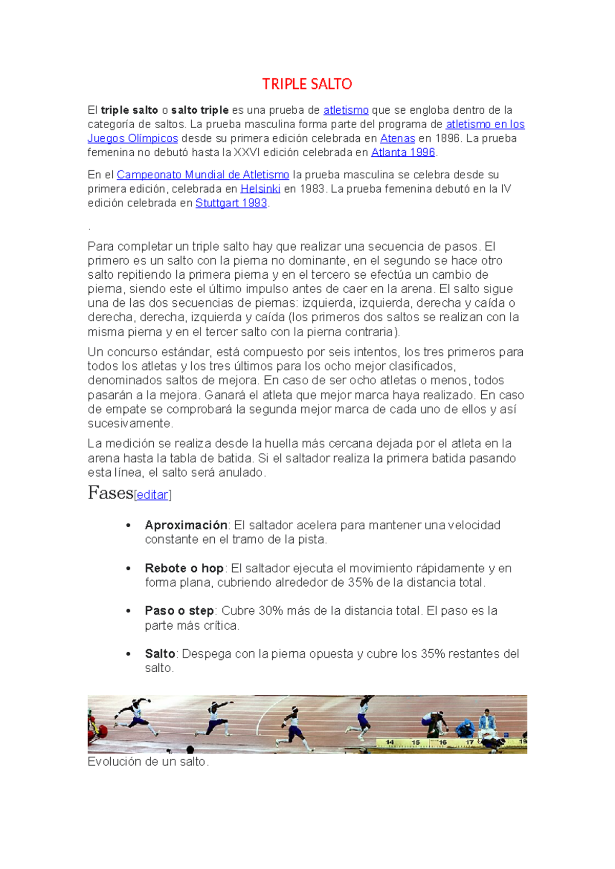 Triple Salto - Fisica - TRIPLE SALTO El triple salto o salto triple es ...