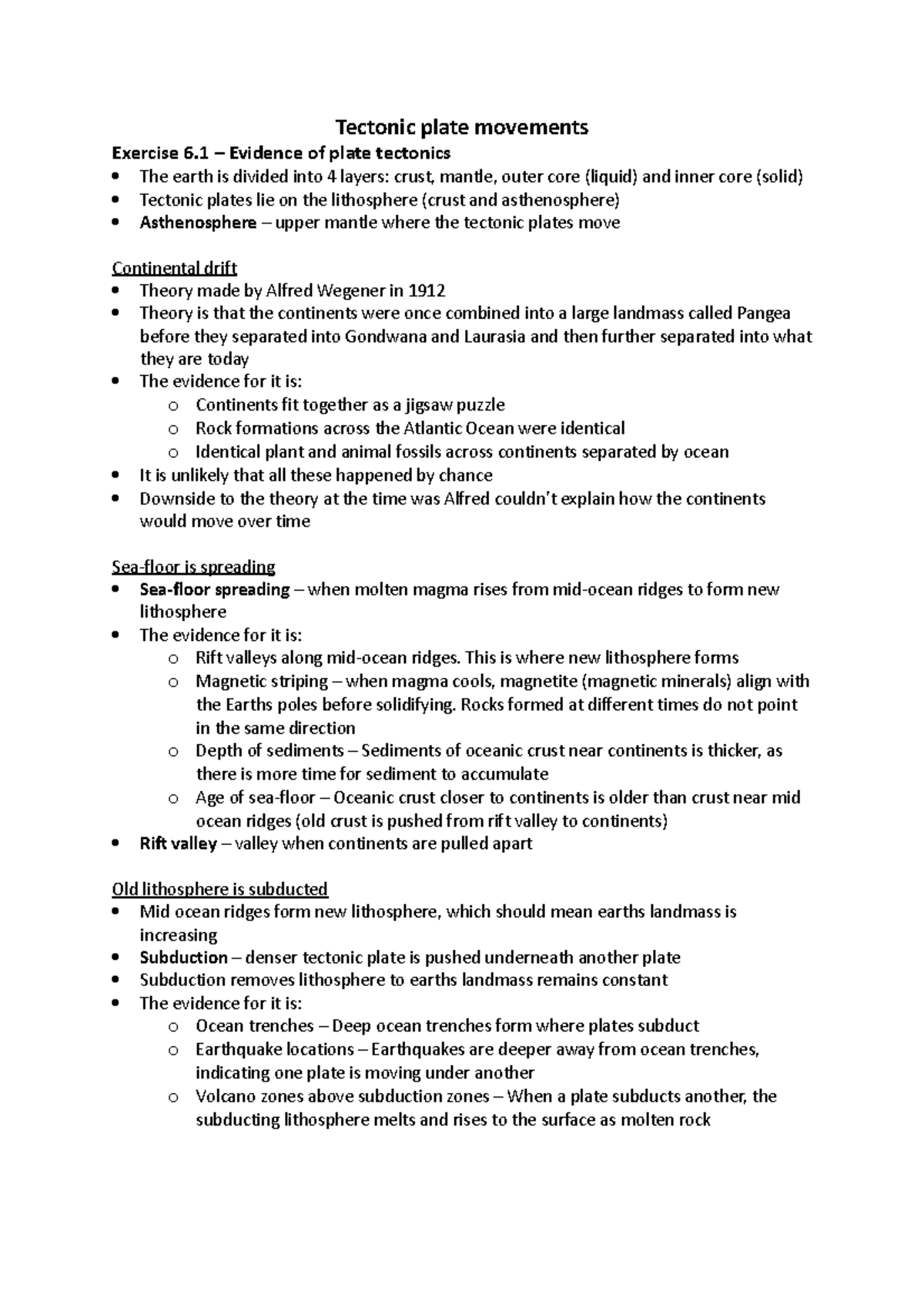 Tectonic plate movements - Tectonic plate movements Exercise 6 ...