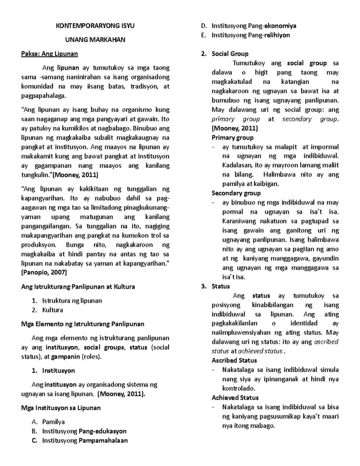 Lecture-AP10-1st QT - lecture in first quarter ap10 - KONTEMPORARYONG ...