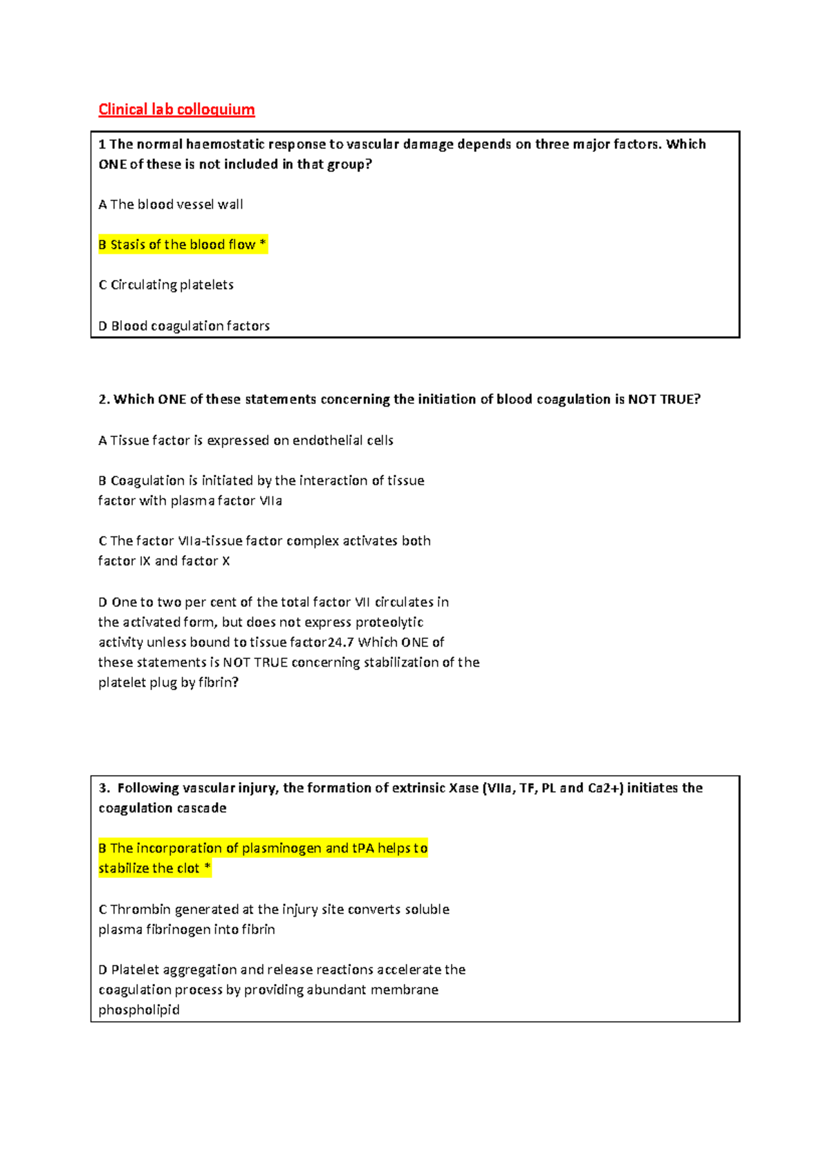 Clinical Lab Colloqium - Clinical lab colloquium 1 The normal ...